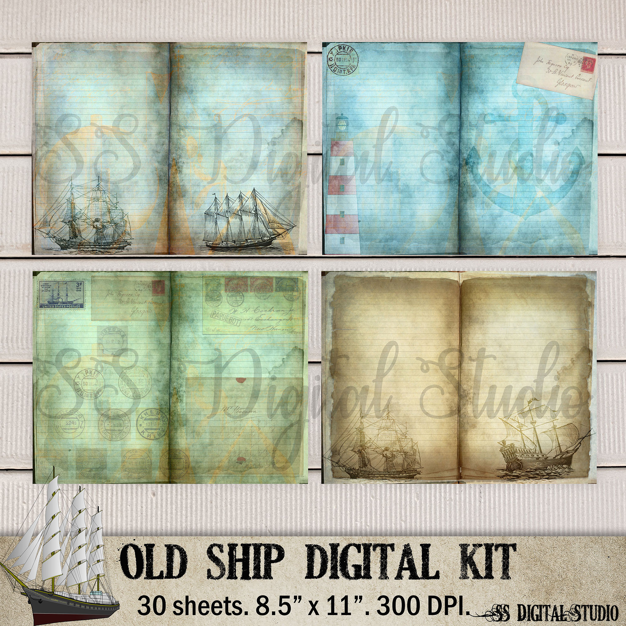Nautical Old Ship Junk Journal Kit Vintage Journal Map - Etsy
