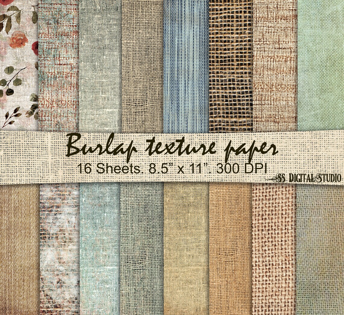 16 Sheets Burlap Texture Printable Paper Pack Journal | Etsy