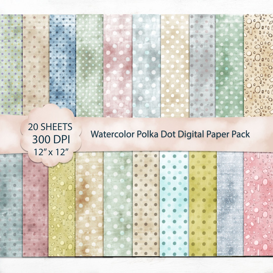 Watercolor, Polka Dots, Pastels, Holiday, Digital Paper Pack, Card ...