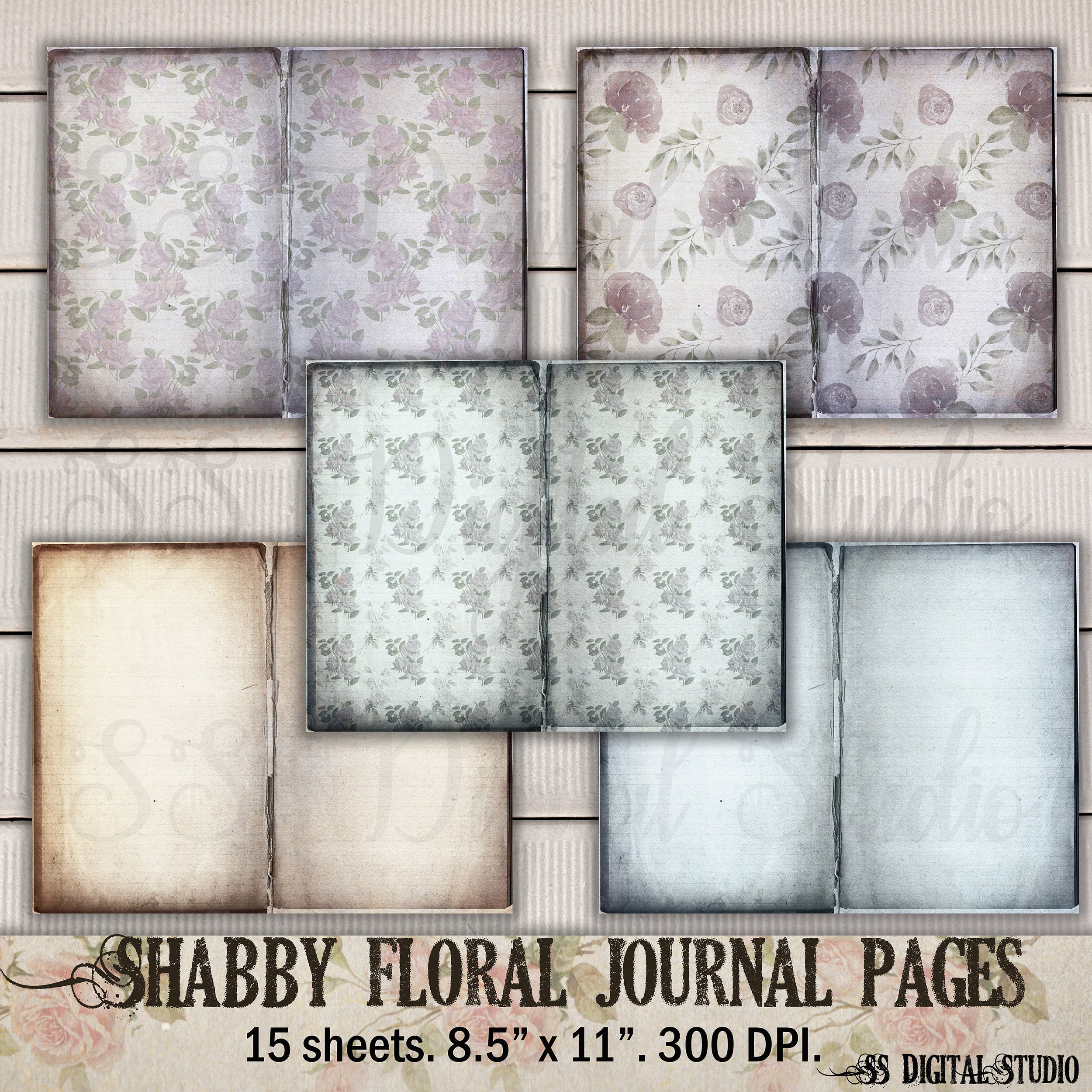 Shabby Floral Journal Pages Collage Sheet Floral Flowers | Etsy