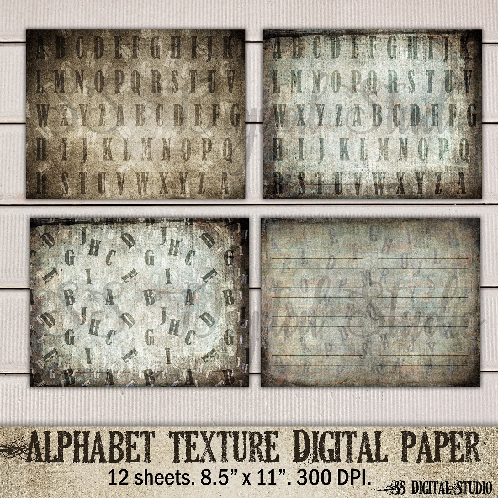 Landscape Antiquegrunge Vintage Alphabet Texture Paper - Etsy