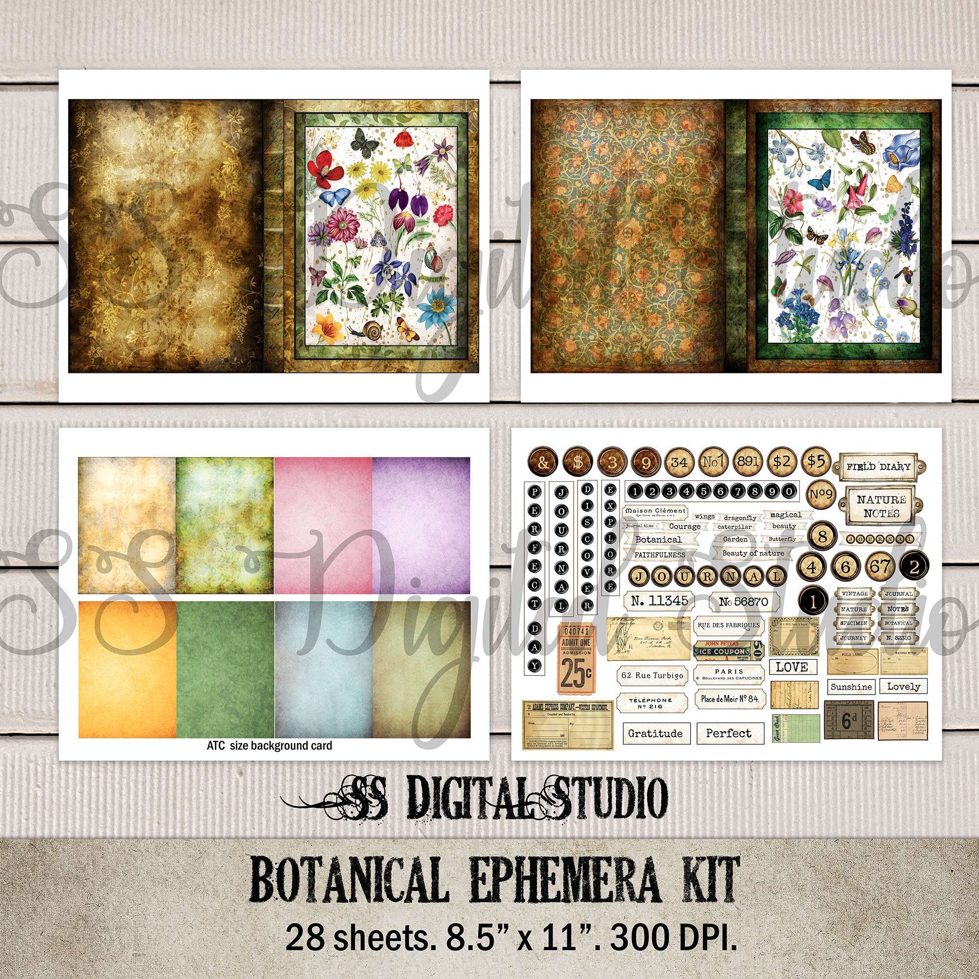 Botanical Ephemera Kit. Printable Embellishment Kit Field - Etsy