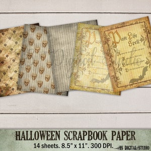 Halloween Paper Pack, Skull Background, Digital Papers, Haunted House ...