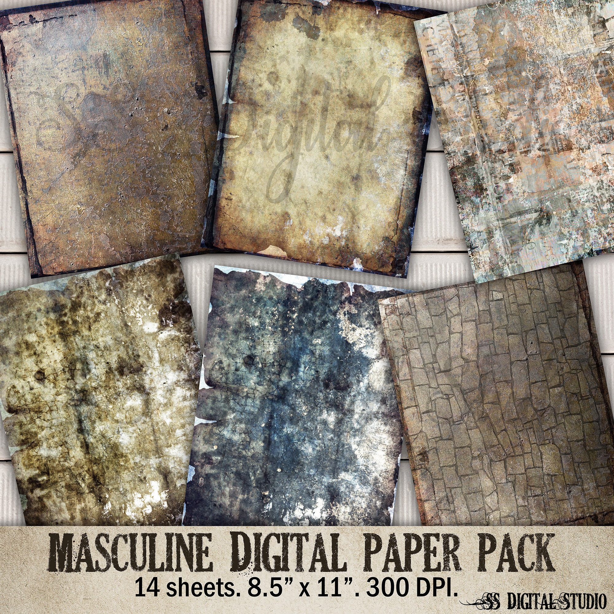 Digital Paper Pack Masculine Scrapbook Papers Men Digital | Etsy