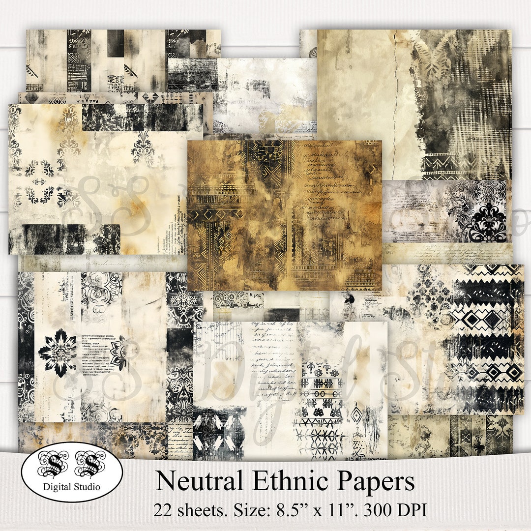 Neutral Color Ethnic Landscape Printable Paper - Instant Download - Etsy