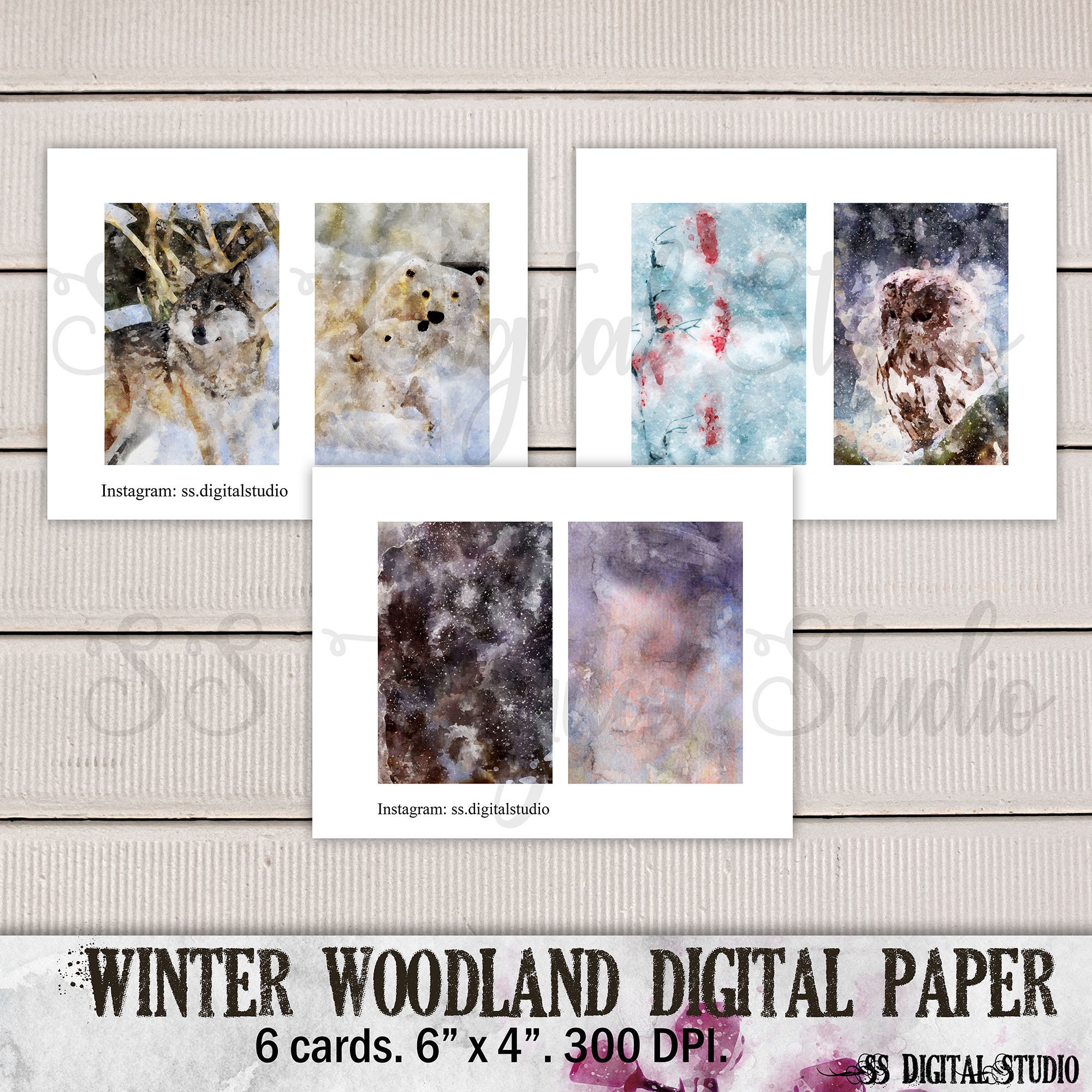 Watercolor Winter Woodland Journal Digital Paper Winter - Etsy