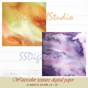 Watercolor, Background, Texture, Vibrant Color, Digital Paper Pack ...
