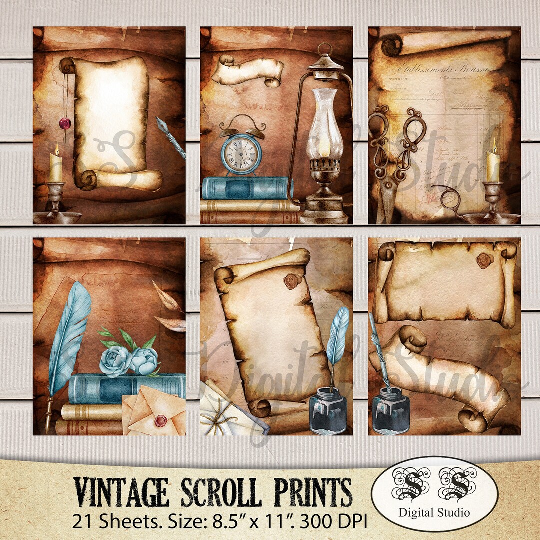 Vintage Scroll Paper, Writing Journal Paper, Digital Download ...