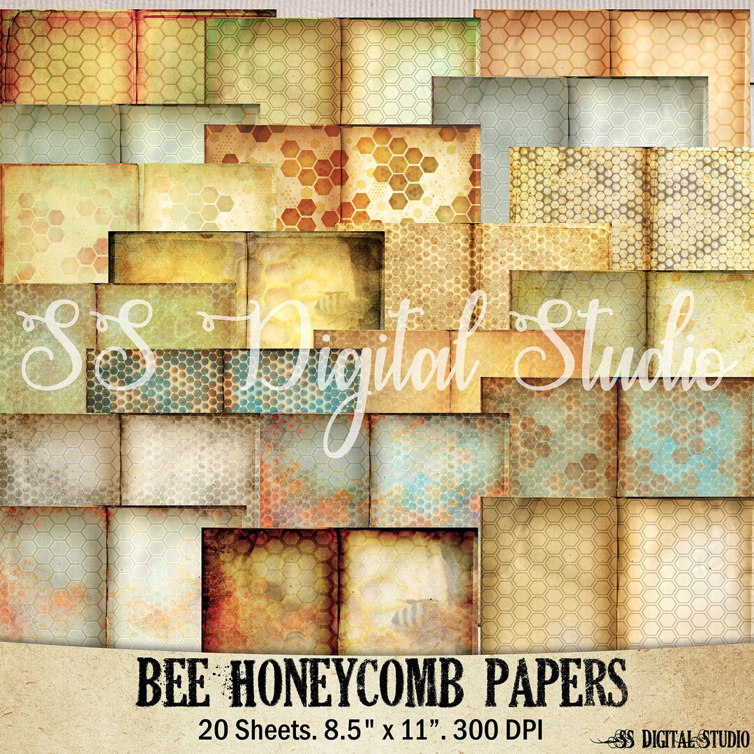Honeycomb, Papers, Busy Bee , Rusty, Printable Vintage Bumble, Honey ...