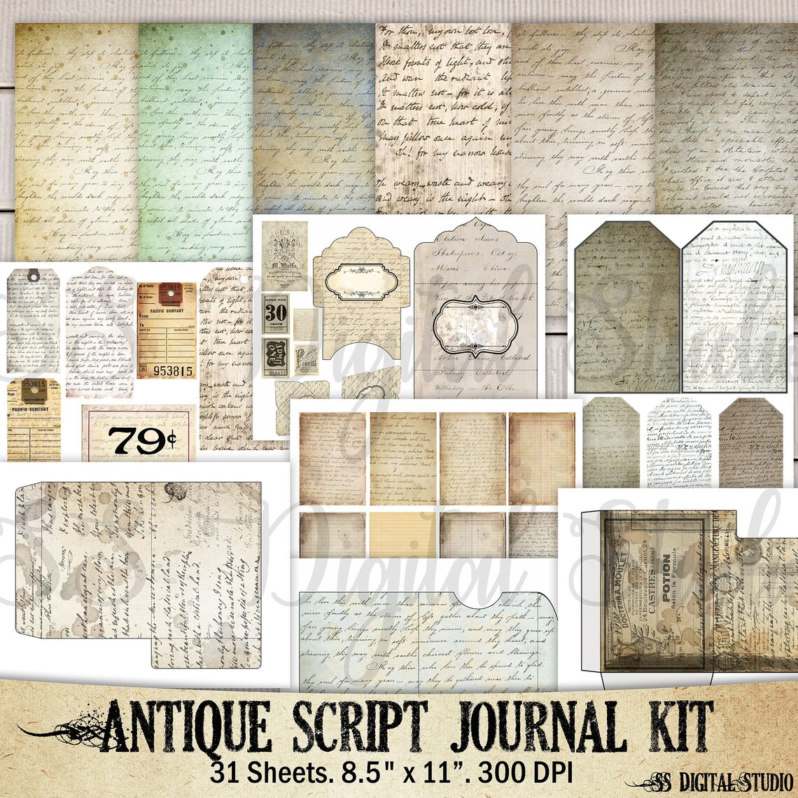 31 Sheets Landscape Portrait Script Letter Note Old - Etsy