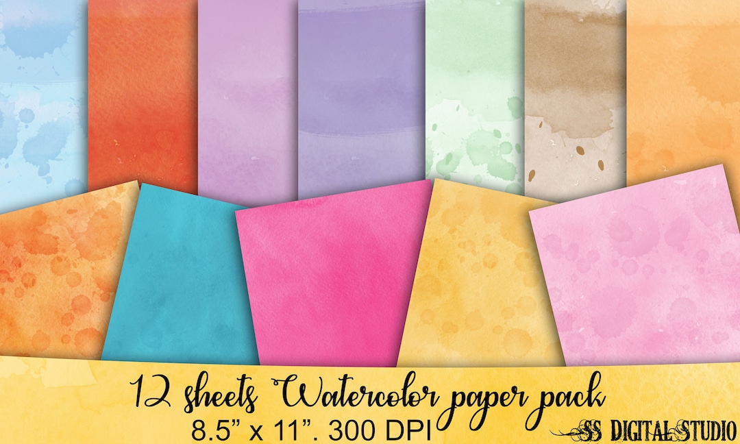 Watercolor, Background, Texture, Vibrant Color, Digital, Paper Pack ...