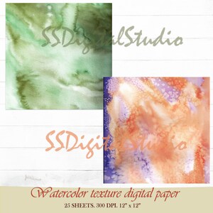 Watercolor, Background, Texture, Vibrant Color, Digital Paper Pack ...