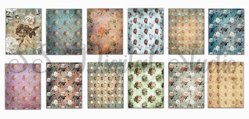 Grunge Flower Patternshabby Vintage Digital Paper | Etsy