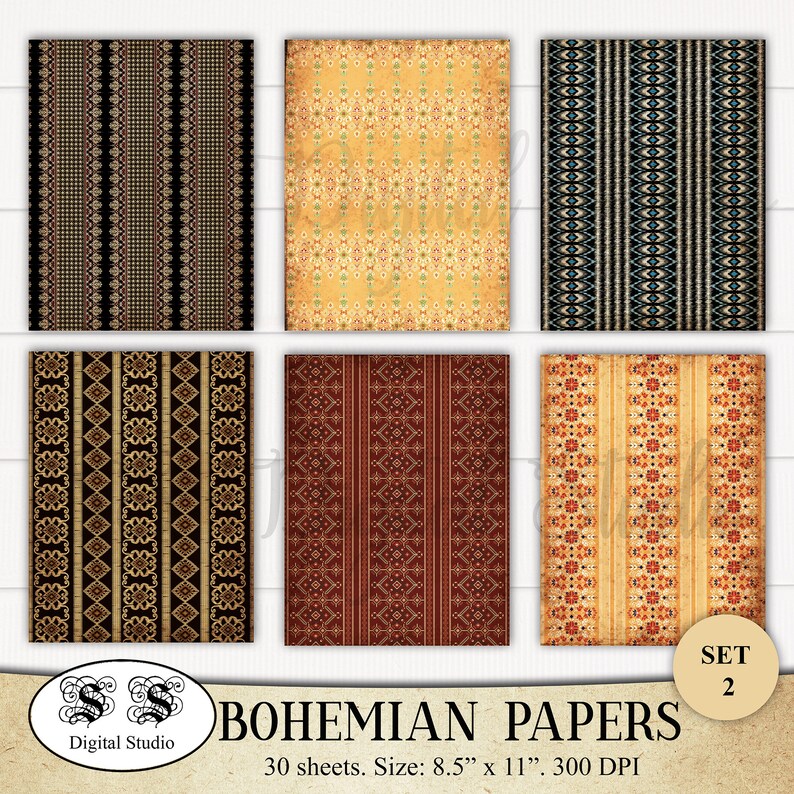 Bohemian Junk Journal Paper Kit, Journal Pages, Tribal, African, Boho ...