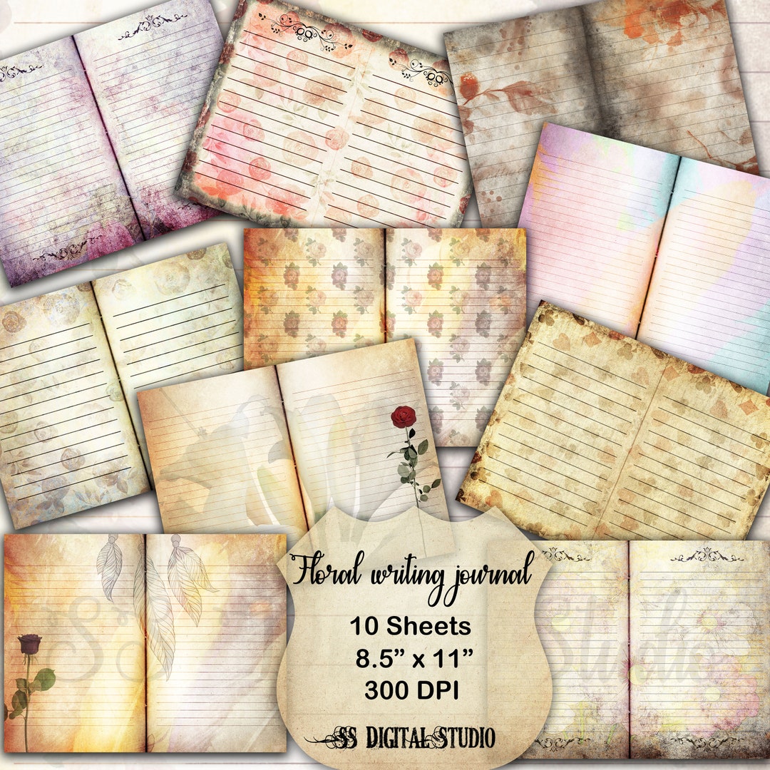 Floral Lined Vintage Paper: Junk Journal Kit (digital Download) - Etsy