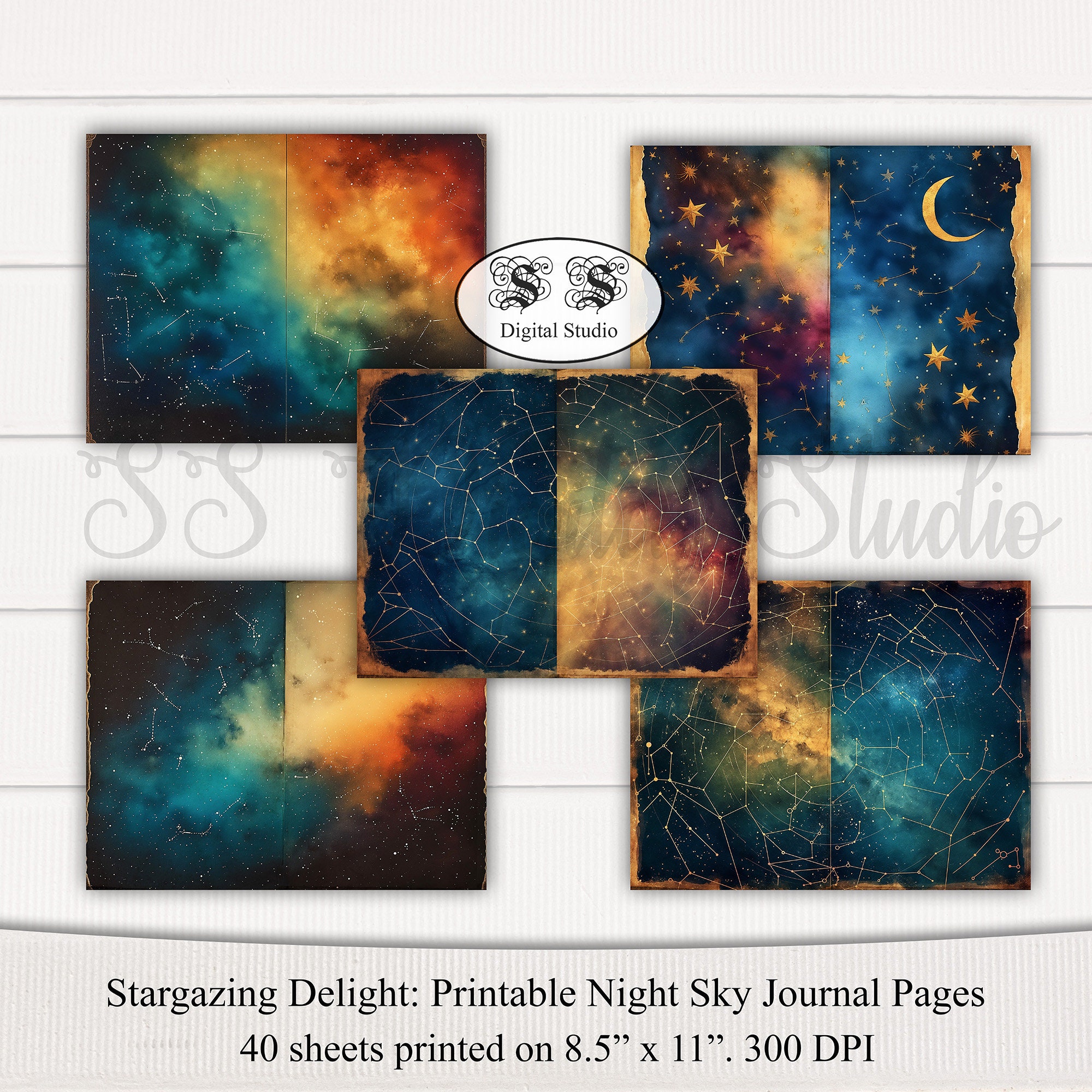 Stargazing Delight: Printable Watercolor Night Sky Journal Pages - Etsy