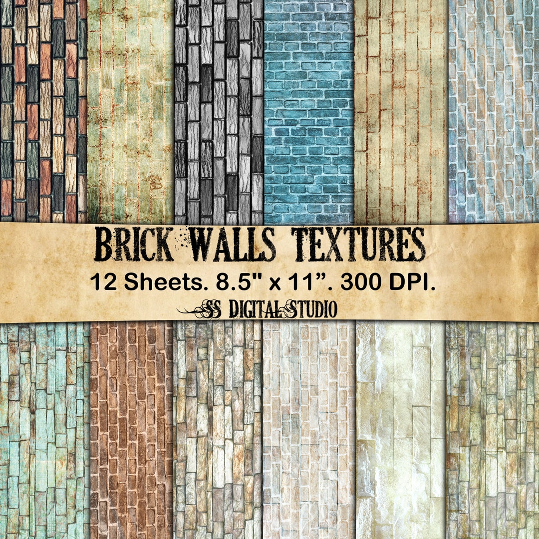 12 Rusty, Grunge, Brick Walls Textures, Brick Digital Paper Pack, Brick ...