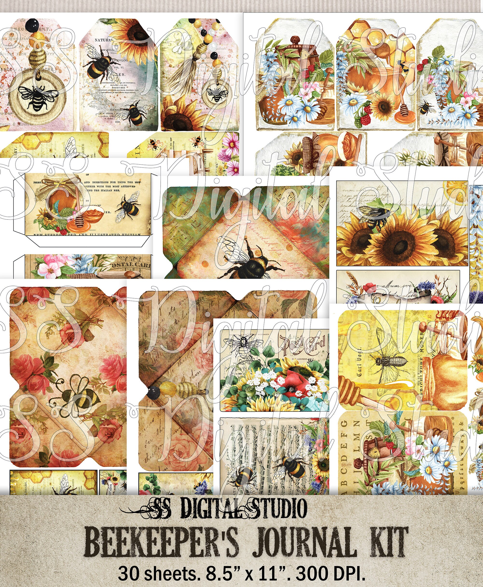 30 sheets Busy bee Journal Kit Journal Pages Bee Keeper | Etsy
