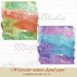 Watercolor, Background, Texture, Vibrant Color, Digital Paper Pack ...
