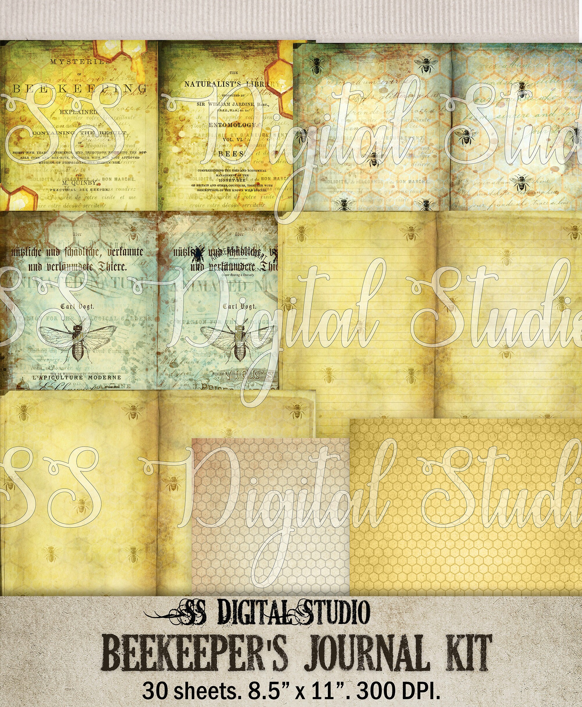 30 sheets Busy bee Journal Kit Journal Pages Bee Keeper | Etsy