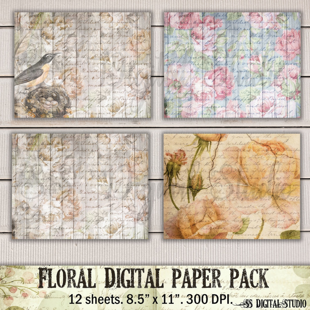 Vintage Rose Digital Paper: Shabby Chic Scrapbook (digital Download) - Etsy