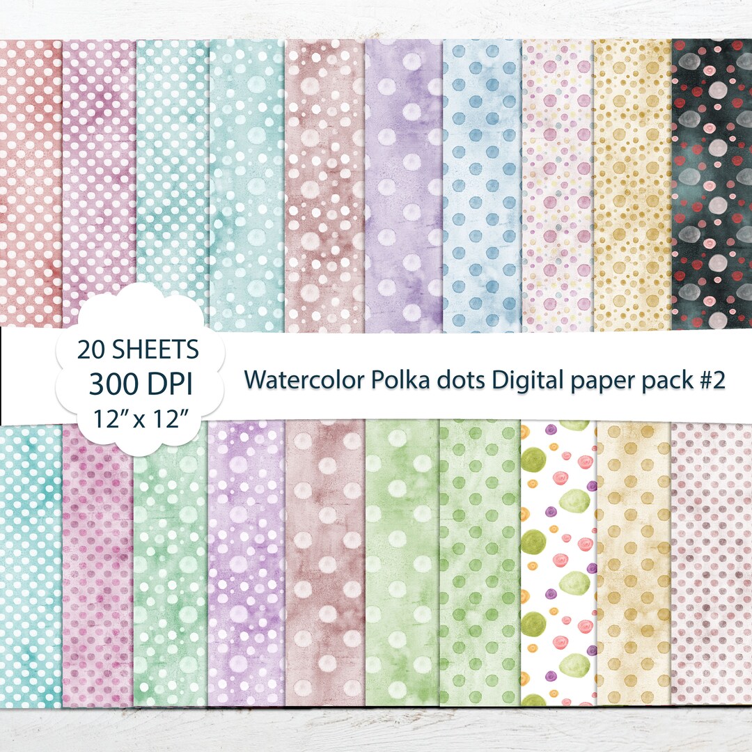 Watercolor Polka Dot Digital Paper Pack: Pastel Scrapbook Backgrounds ...