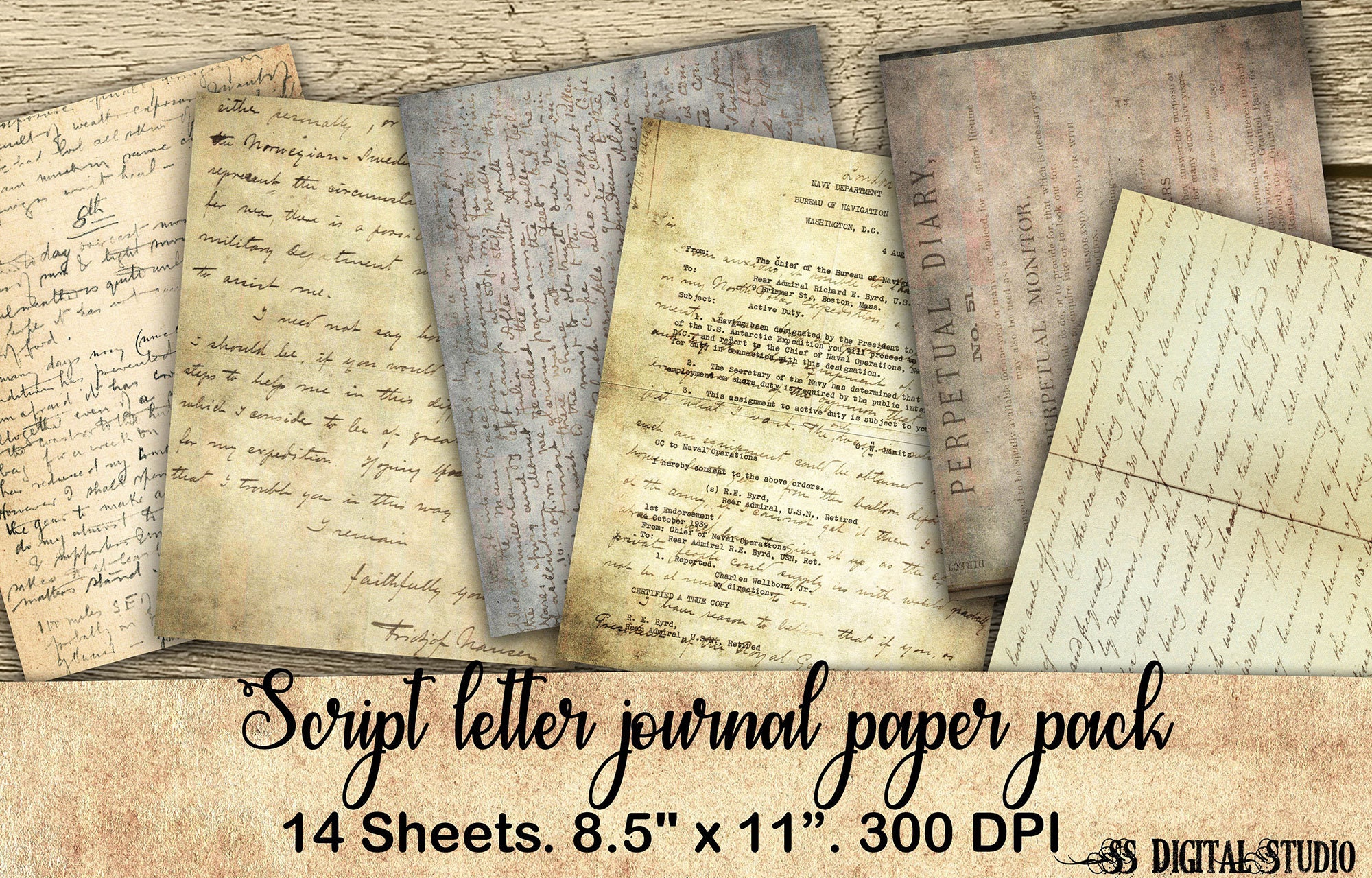 14 Sheets Landscape Script Letter Note Old Journal Paper - Etsy