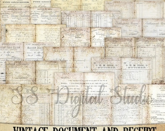 Vintage Collage Paper Landscape Script Coffee Stained Junk | Etsy