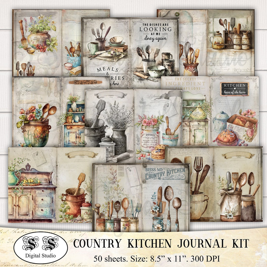 Country Kitchen Journal Kit, Journal Page, Journal Kit, Vintage ...