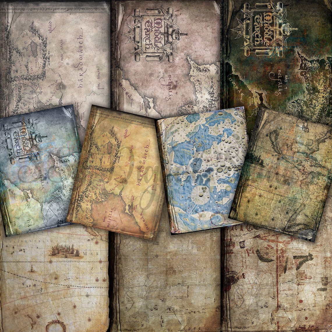 Grunge Steampunk Antique Vintage Map Digital Paperjunk - Etsy