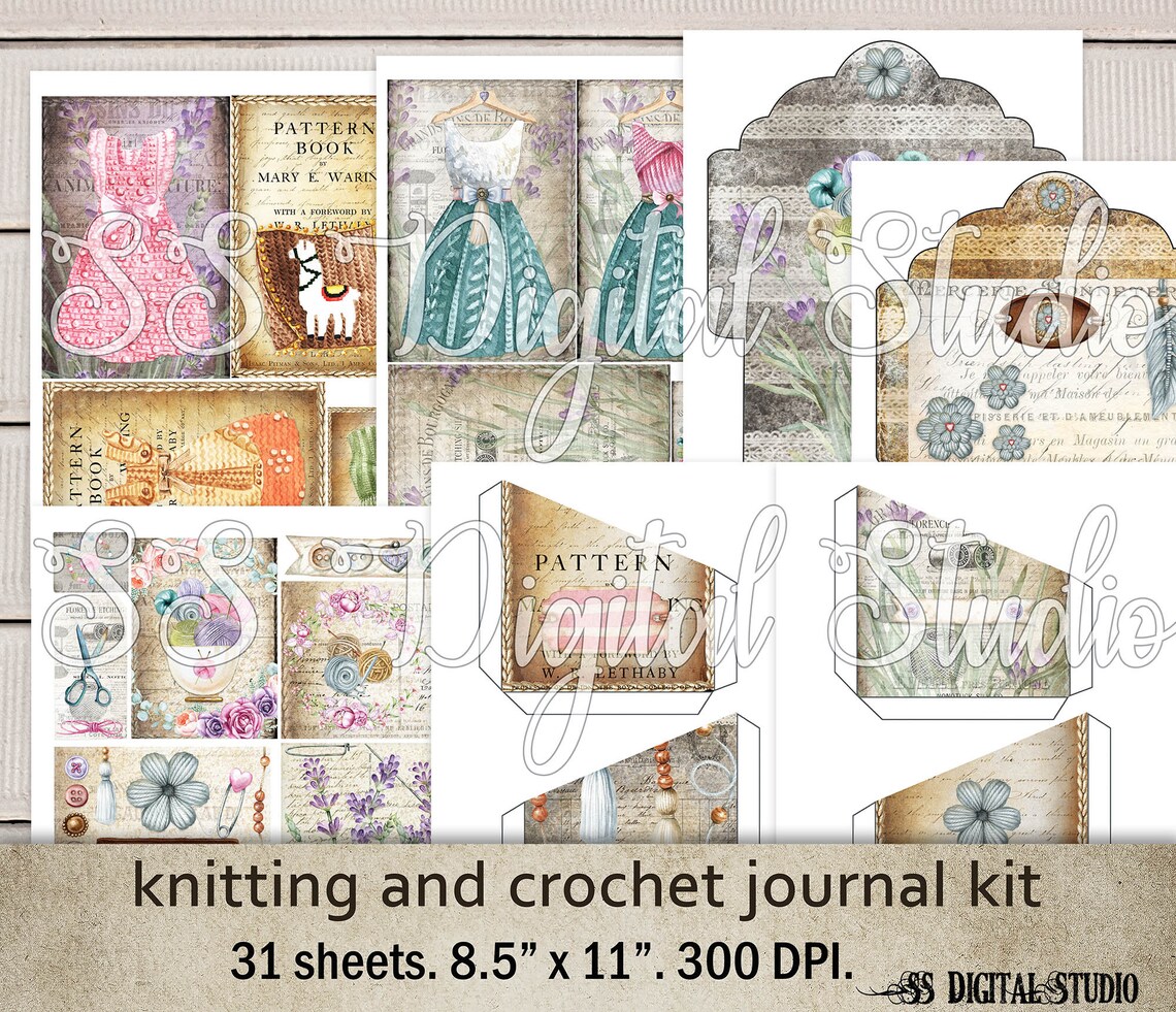 Knitting crochet journal page needle work journal kit | Etsy