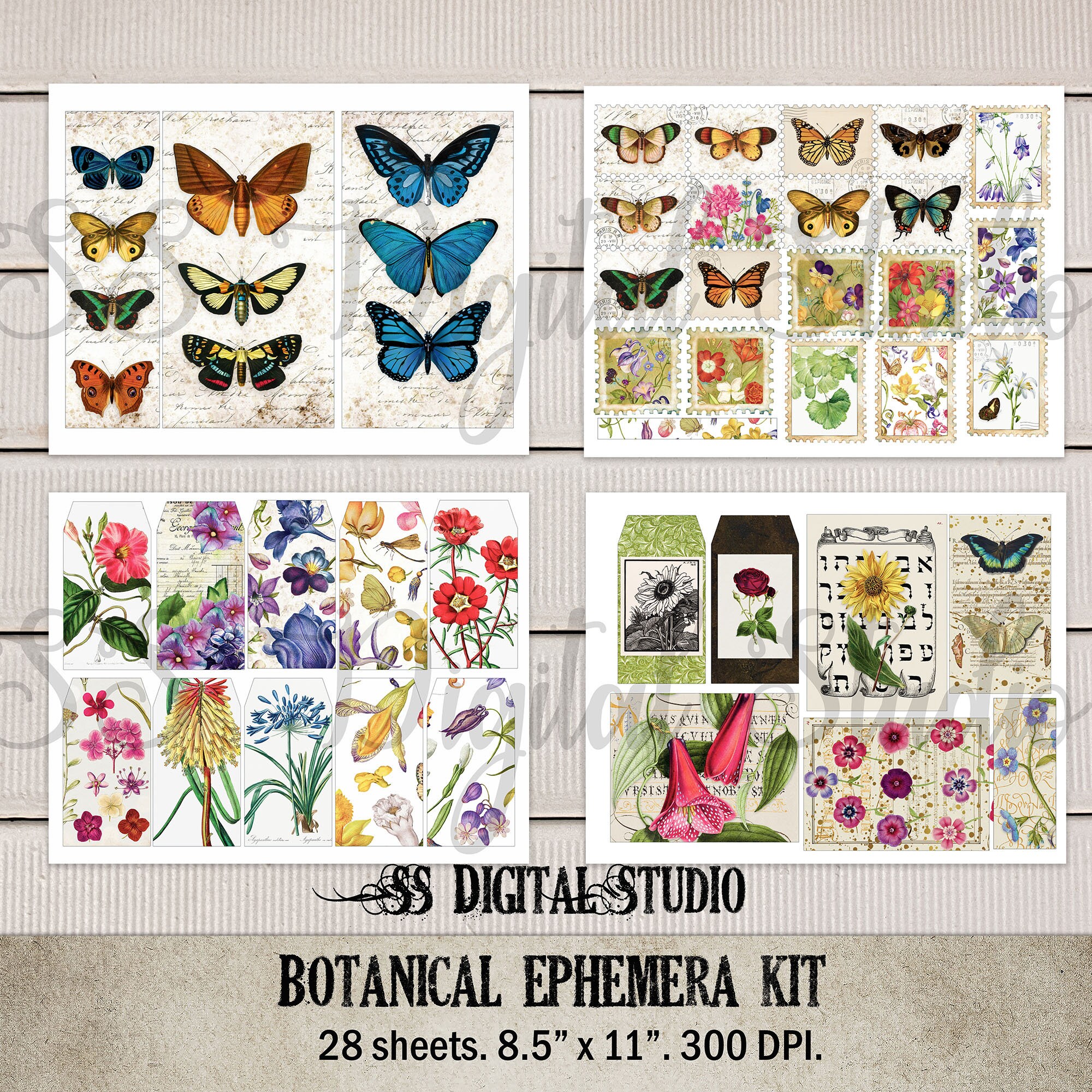 Botanical Ephemera Kit. Printable Embellishment Kit Field - Etsy