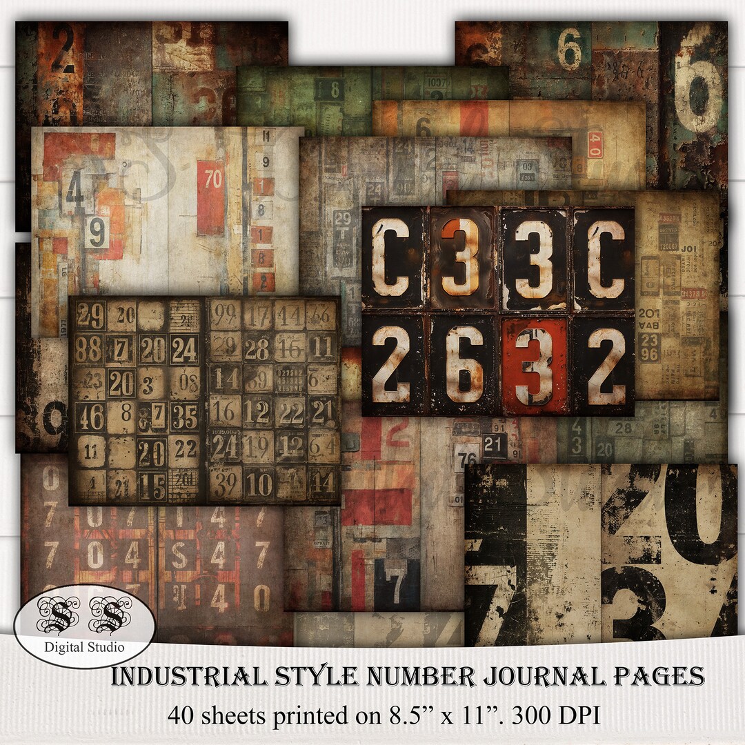 Industrial-style: Printable Number Journal Pages - Etsy