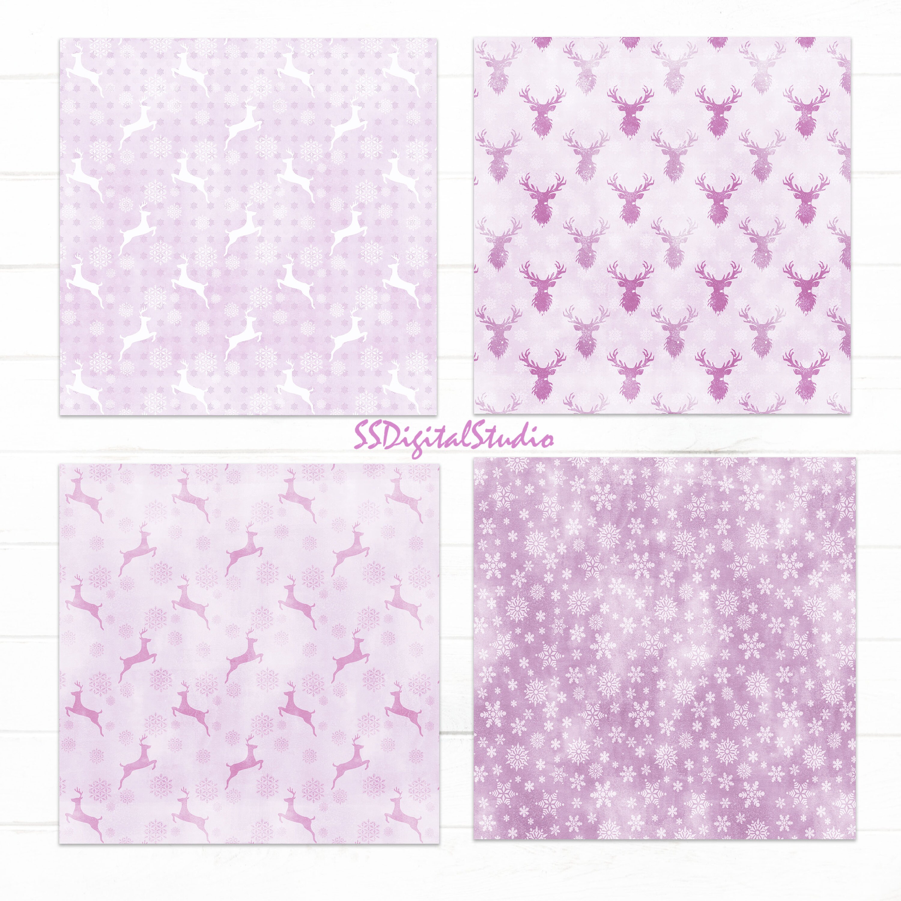 Christmas Pink Digital Paper Pack Card Making Back Ground | Etsy