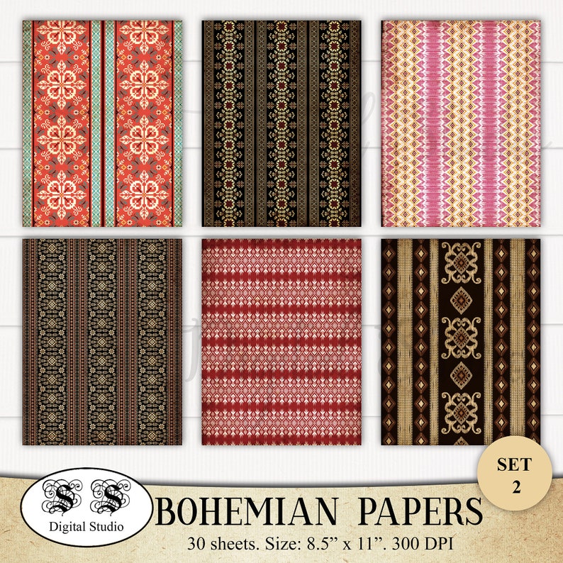 Bohemian Junk Journal Paper Kit, Journal Pages, Tribal, African, Boho ...