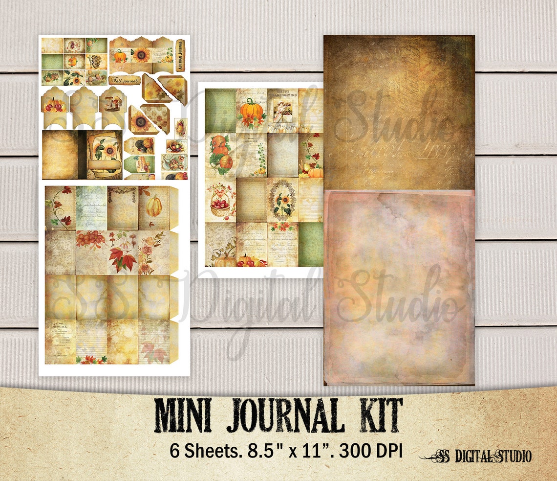 Mini Fall journal kit Autumn Junk Journal Kit Printable | Etsy