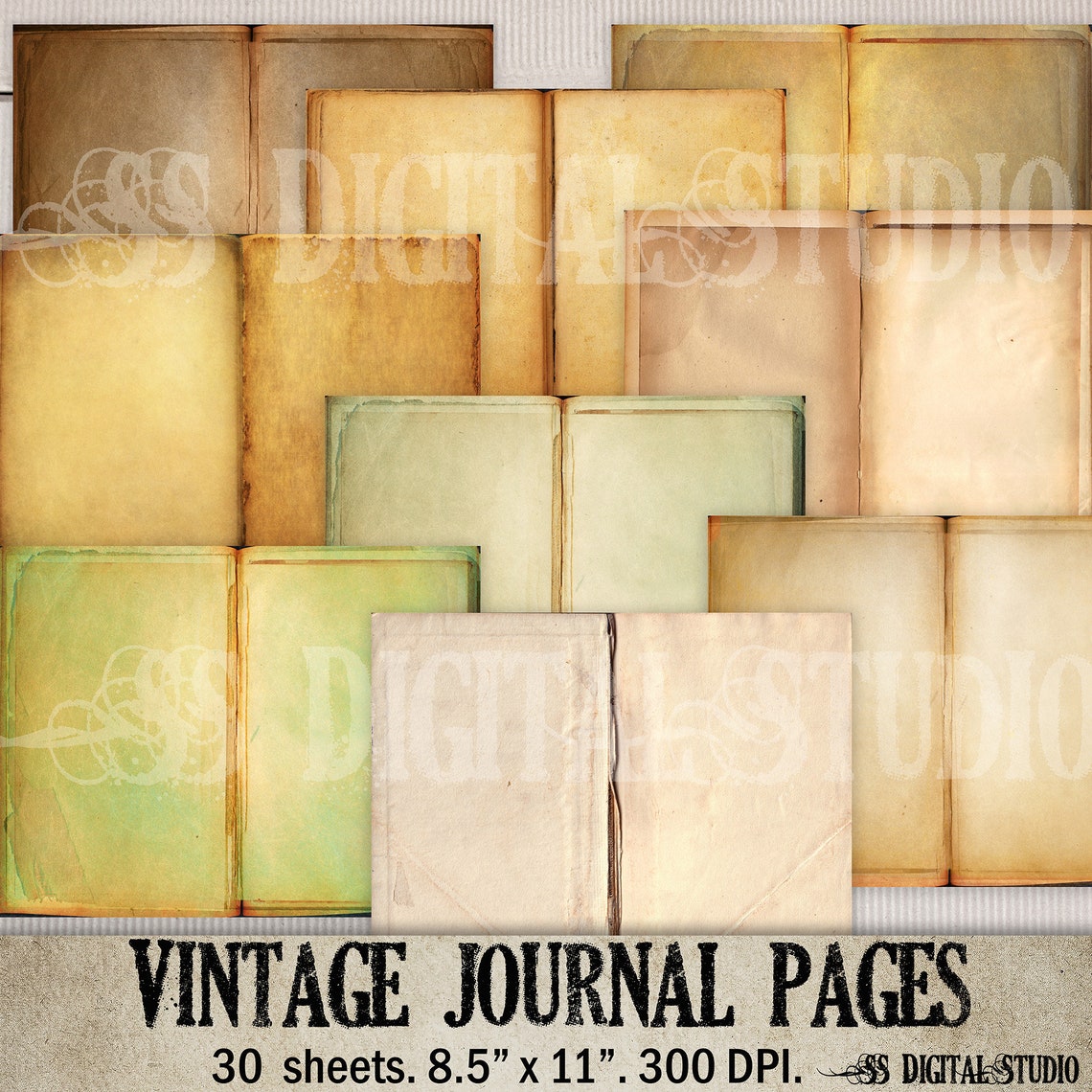 Landscape Plain Script Vintage Coffee Stained Junk Writing | Etsy