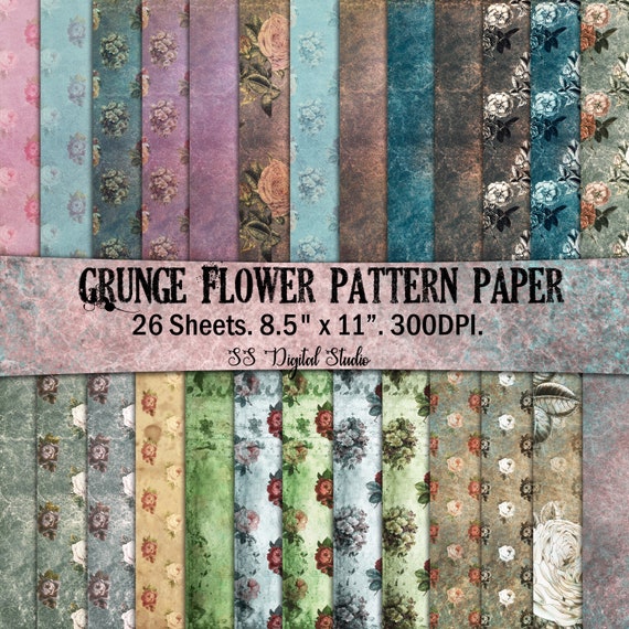 Grunge Flower Patternshabby Vintage Digital Paper | Etsy