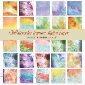 Watercolor, Background, Texture, Vibrant Color, Digital Paper Pack ...