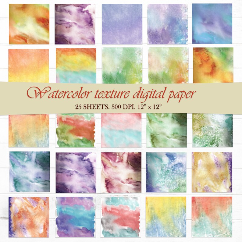 Watercolor Background Texture Vibrant Color Digital Paper | Etsy