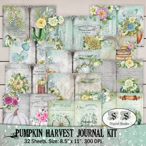 32 PDF Sheets, Pumpkin Harvest Fall Journal Kit, Autumn Junk Journal ...