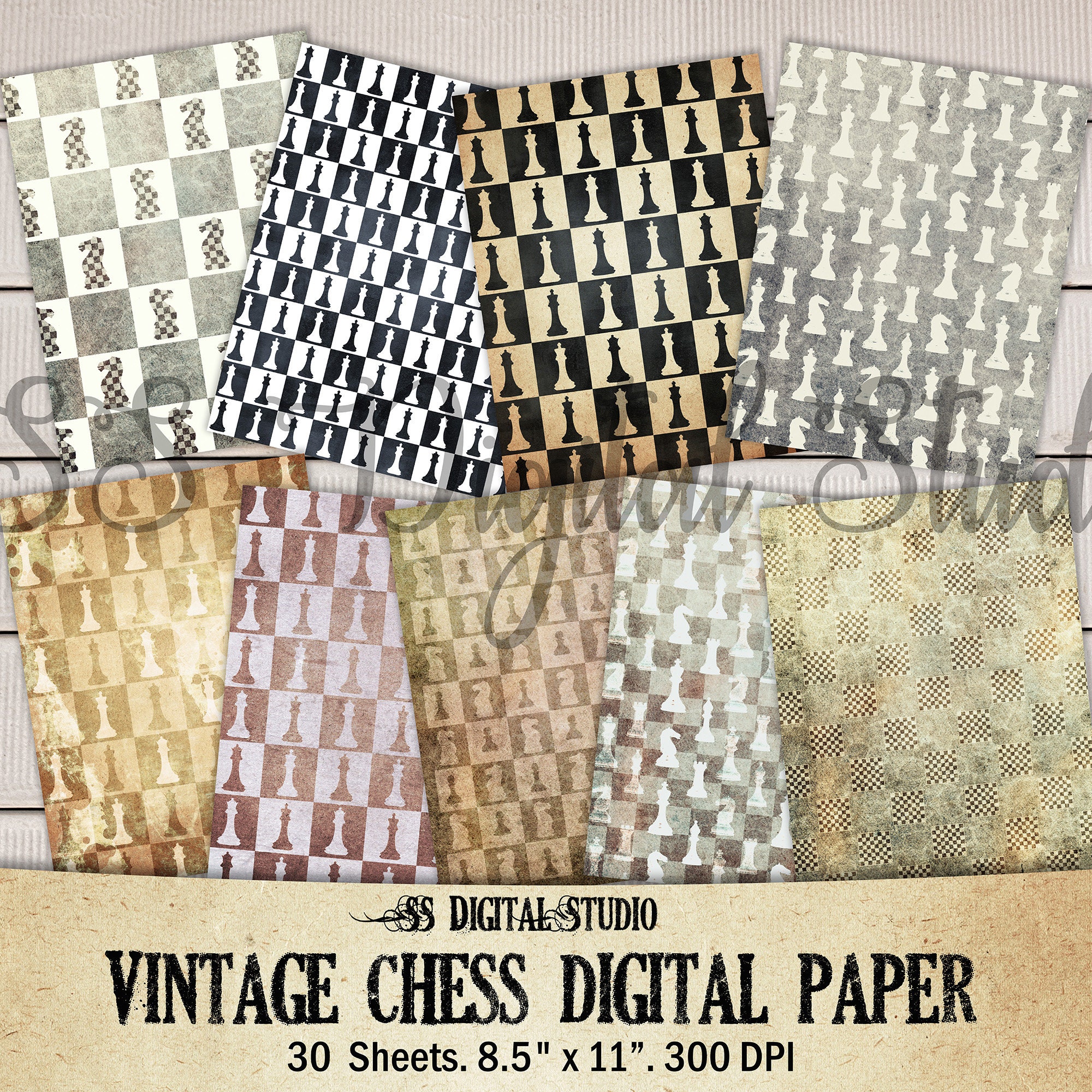 Chessvintage Checkered Patterndigital Paper Background - Etsy