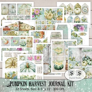 32 PDF Sheets, Pumpkin Harvest Fall Journal Kit, Autumn Junk Journal ...