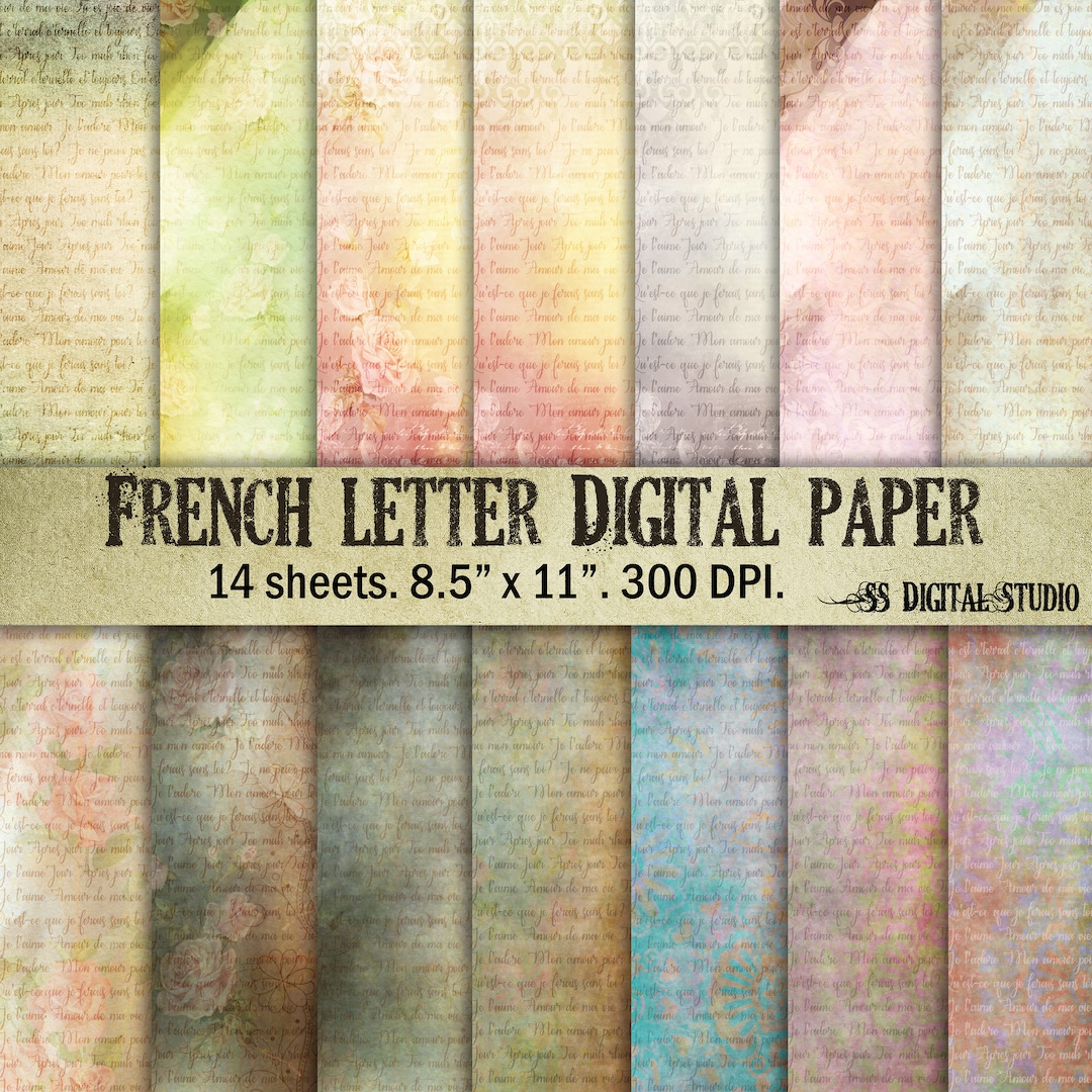 French Letter, Antique, Vintage, Junk Journal Paper, Transcript ...