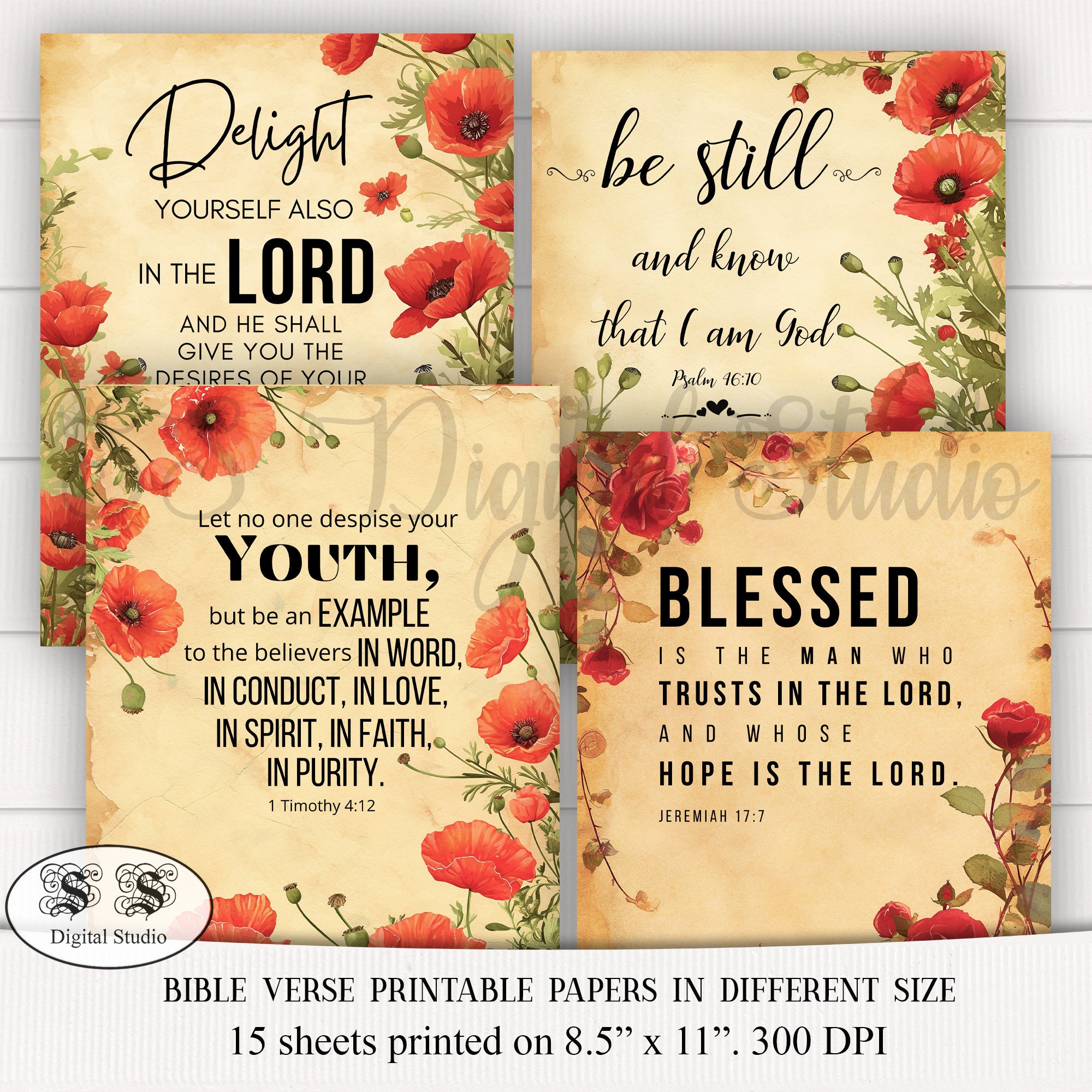 Inspirational Bible Verses - Floral Digital Prints & Journal Cards - Etsy