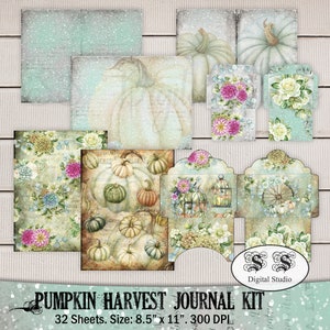 32 PDF Sheets, Pumpkin Harvest Fall Journal Kit, Autumn Junk Journal ...