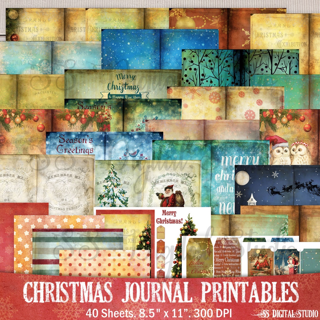 Christmas Journal Kit, Junk Journal Kit, Printable Vintage Ephemera ...