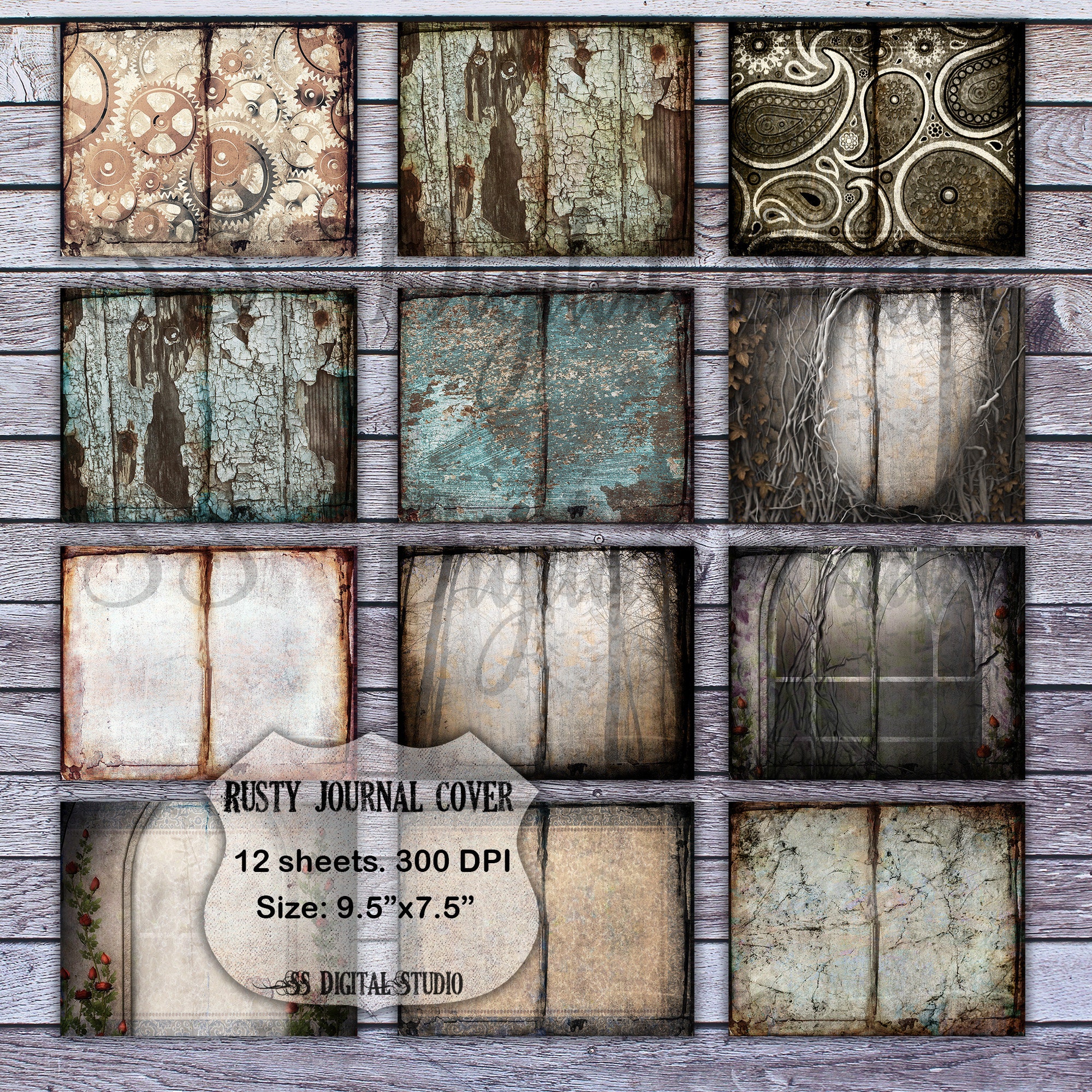 12 Sheets Rusty Journal Covergrunge Paper Vintage - Etsy