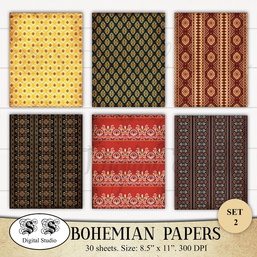 Bohemian Junk Journal Paper Kit, Journal Pages, Tribal, African, Boho ...