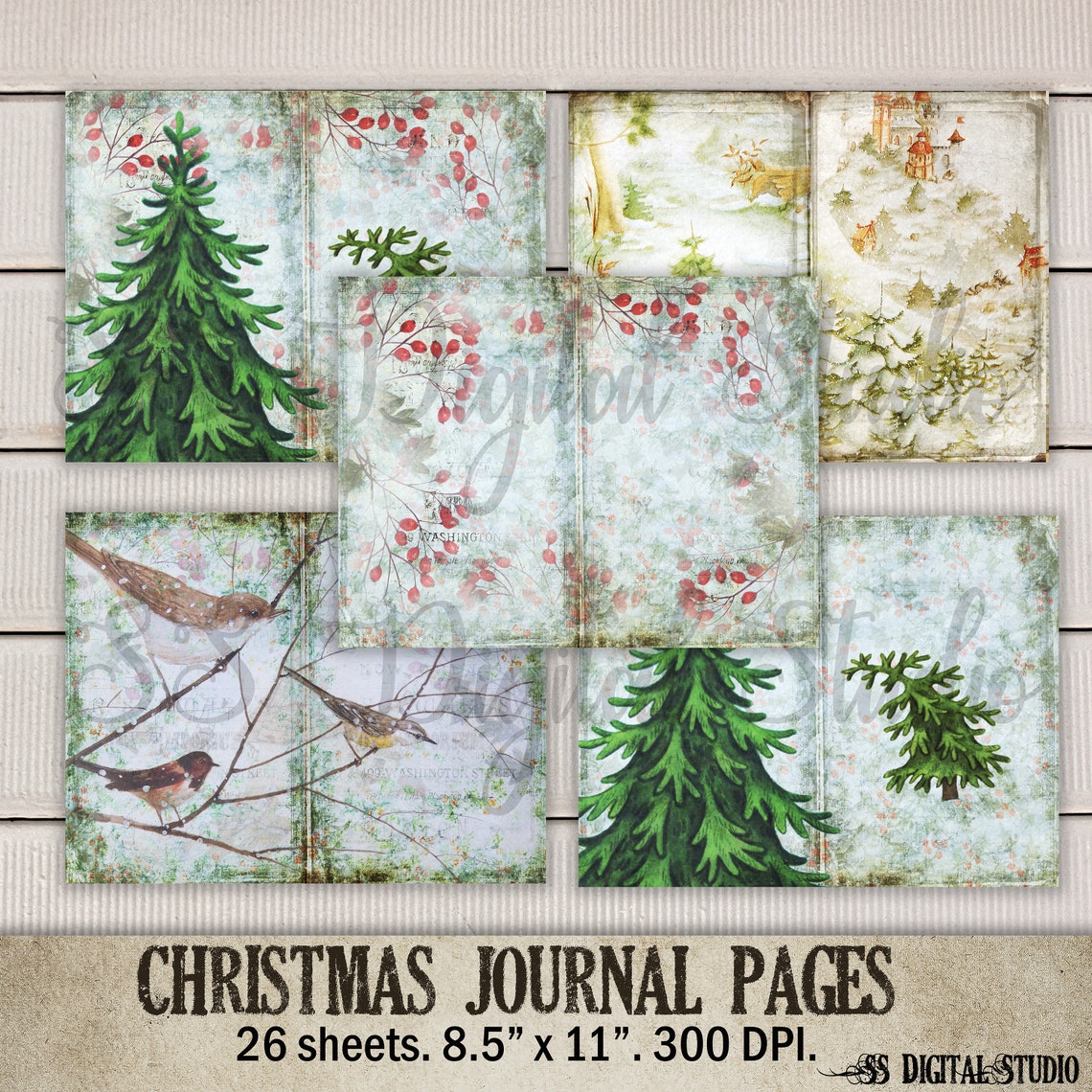 White Christmas Journal Kit Vintage Junk Journal Kit - Etsy